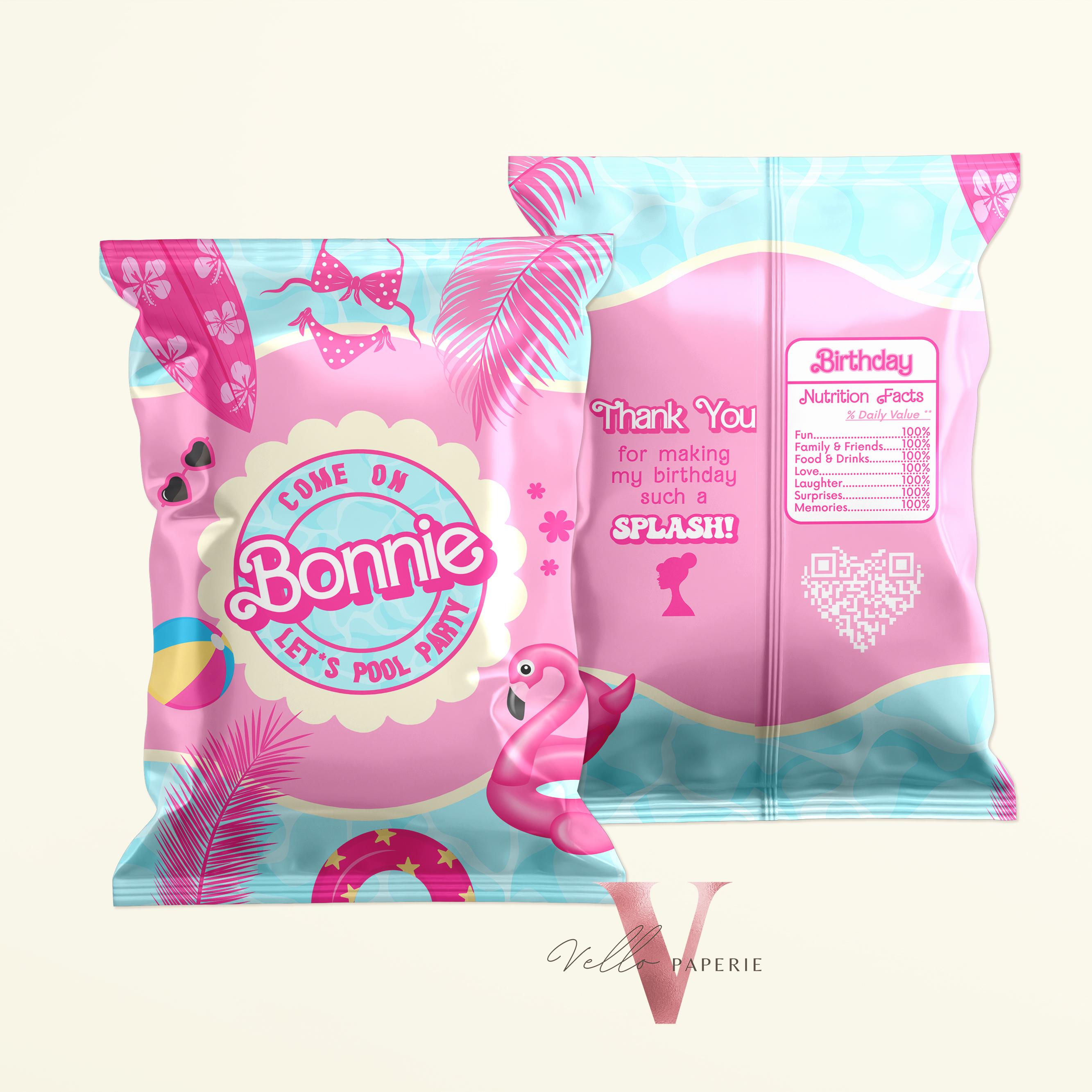 Pink Doll Pool Birthday Party Favors Malibu Pool Party Decor Pink Blue ...