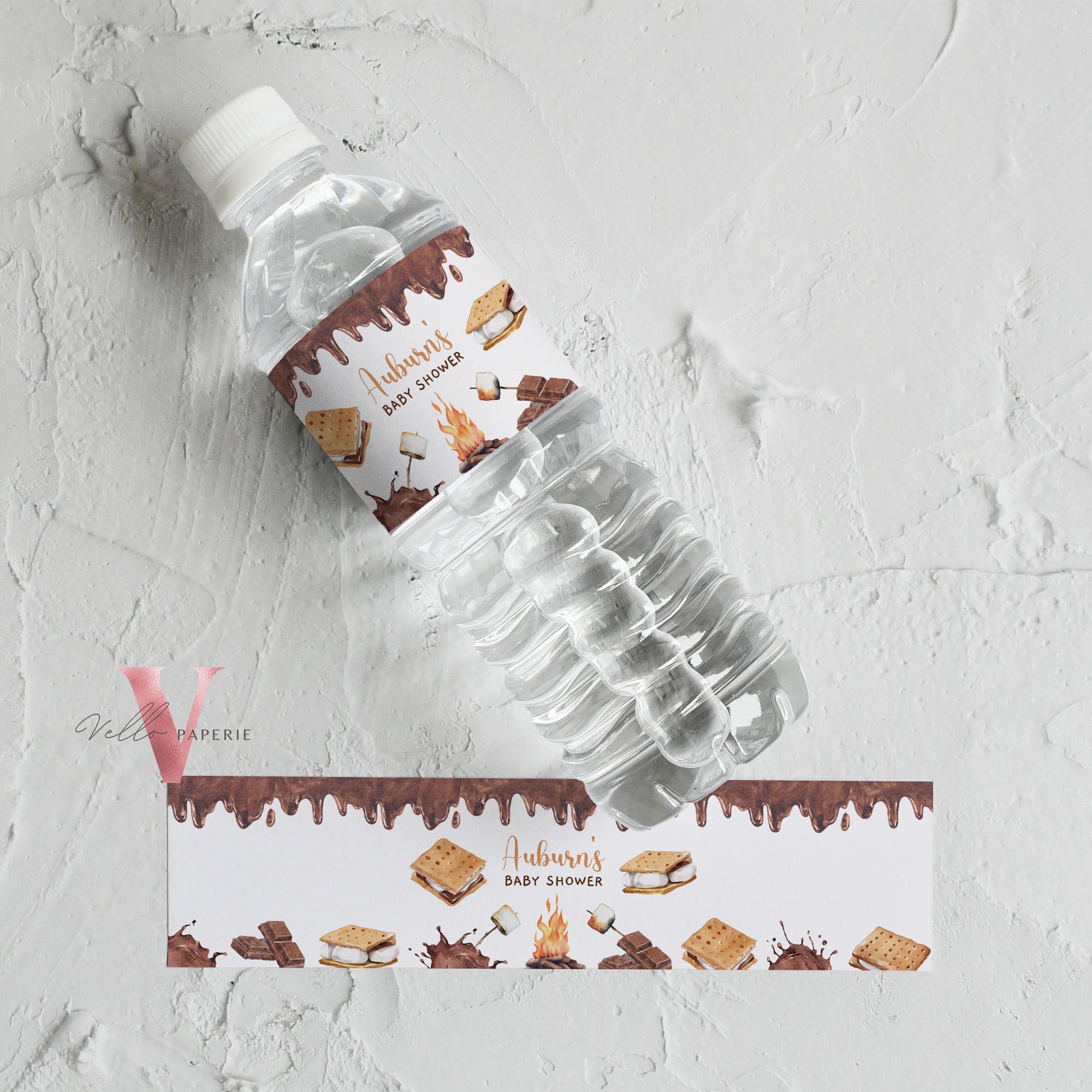 Editable S'mores Baby Shower or Birthday Water Bottle Label | Camping ...