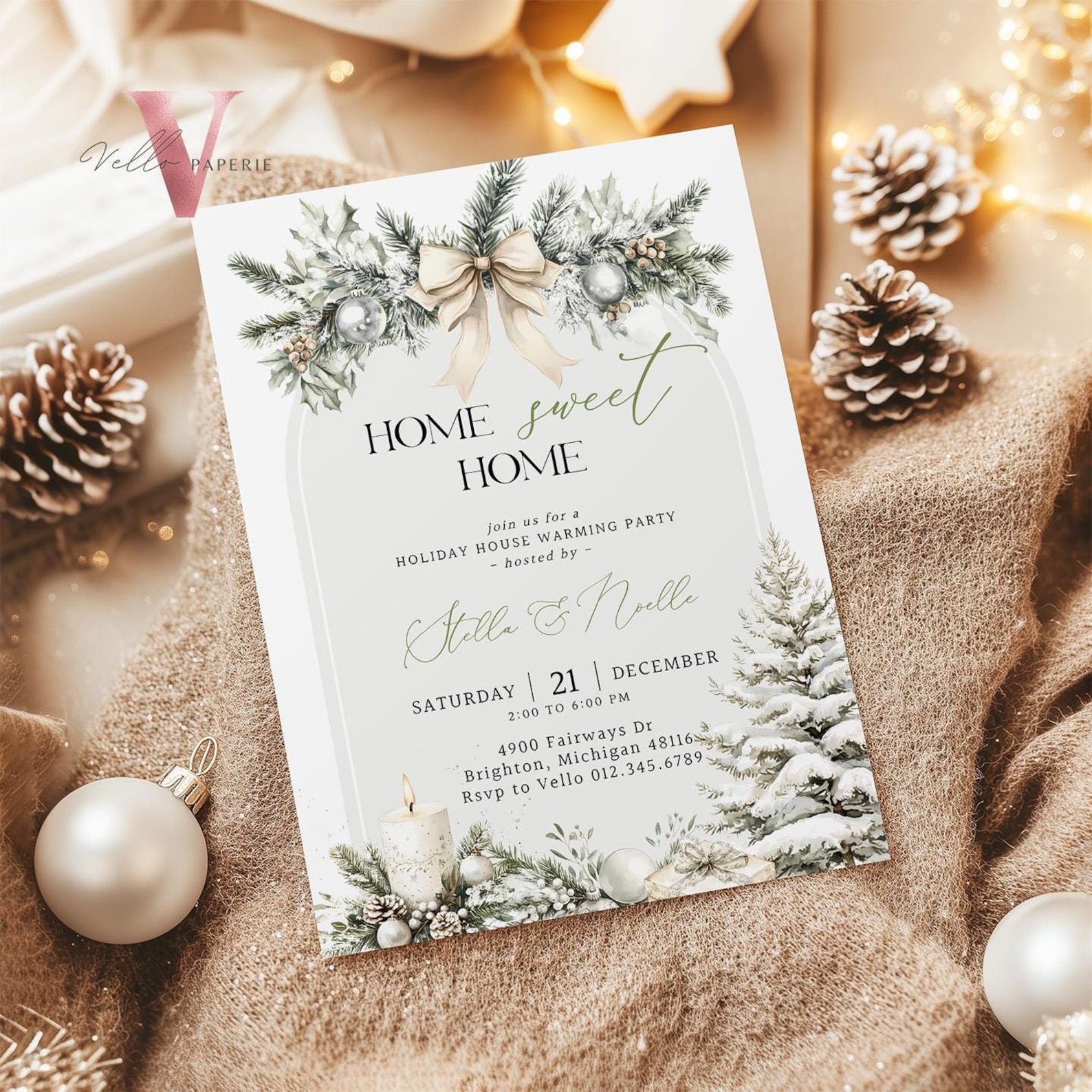 Winter House Warming Invitation | Beige Neutral Home Sweet Home Party ...