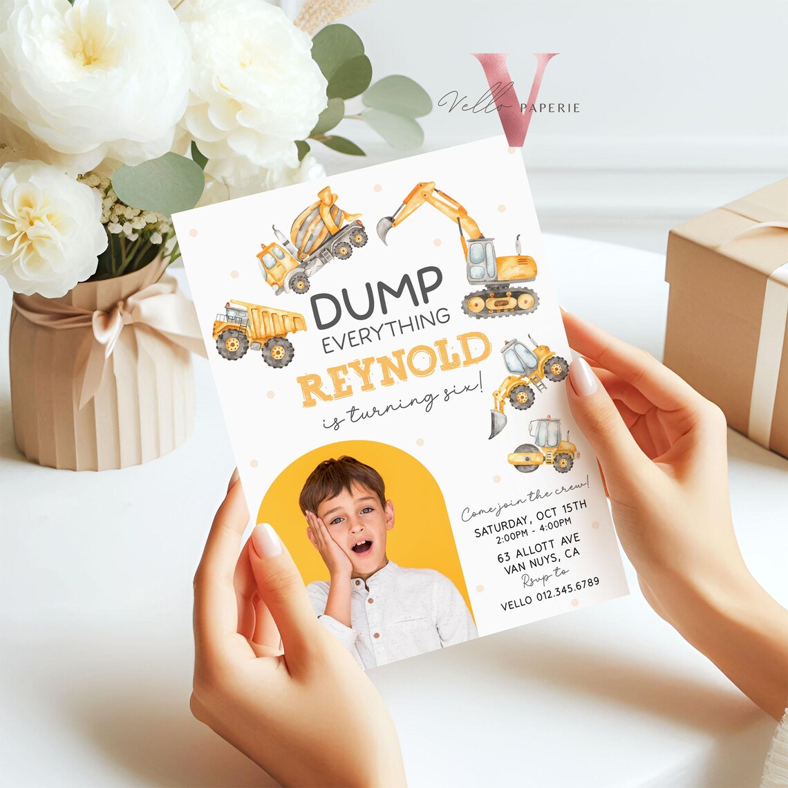 Photo Construction Birthday Invitation | Any Age Dump Everything Party ...