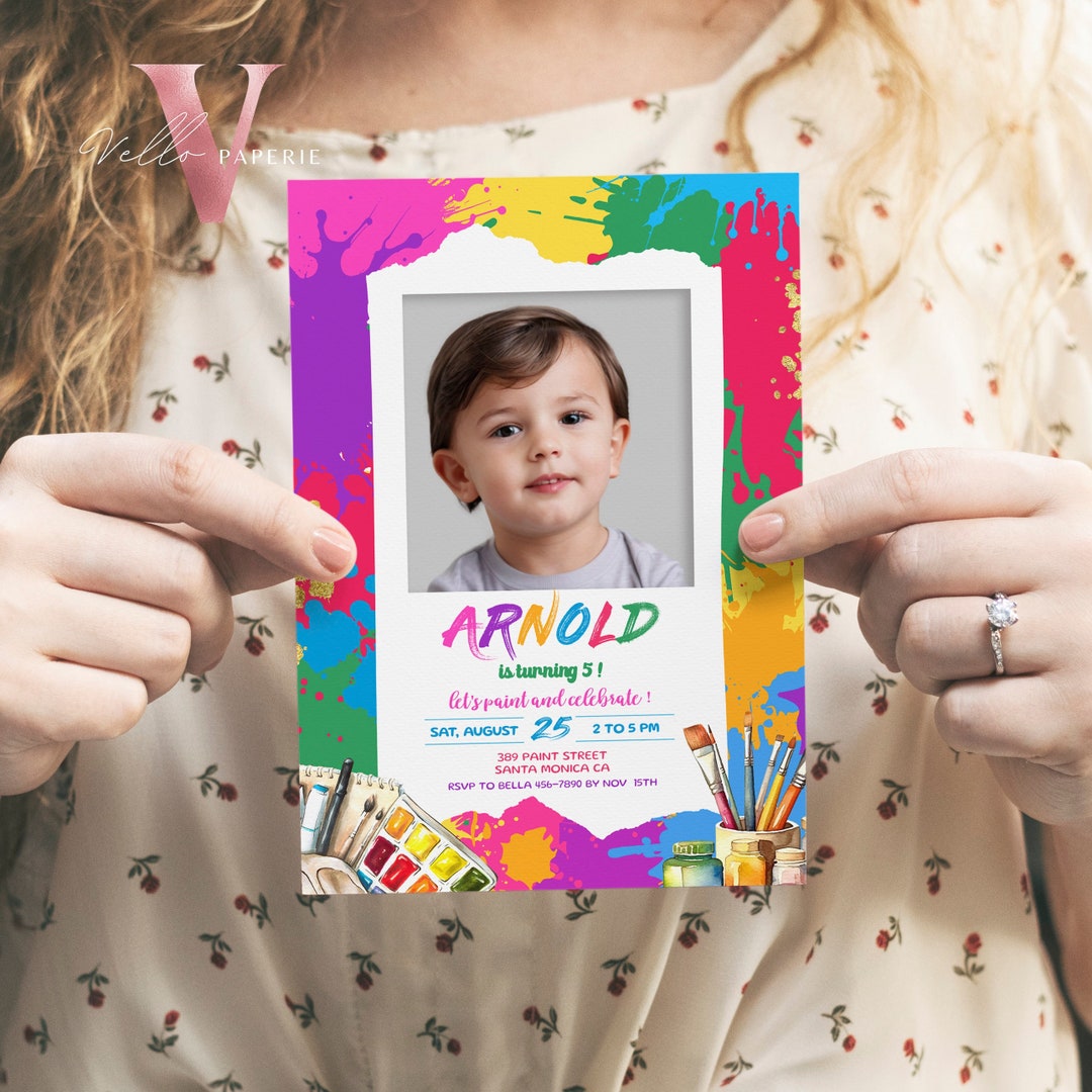 Colorful Kids Paint Birthday Invitation | Editable Printable Rainbow ...