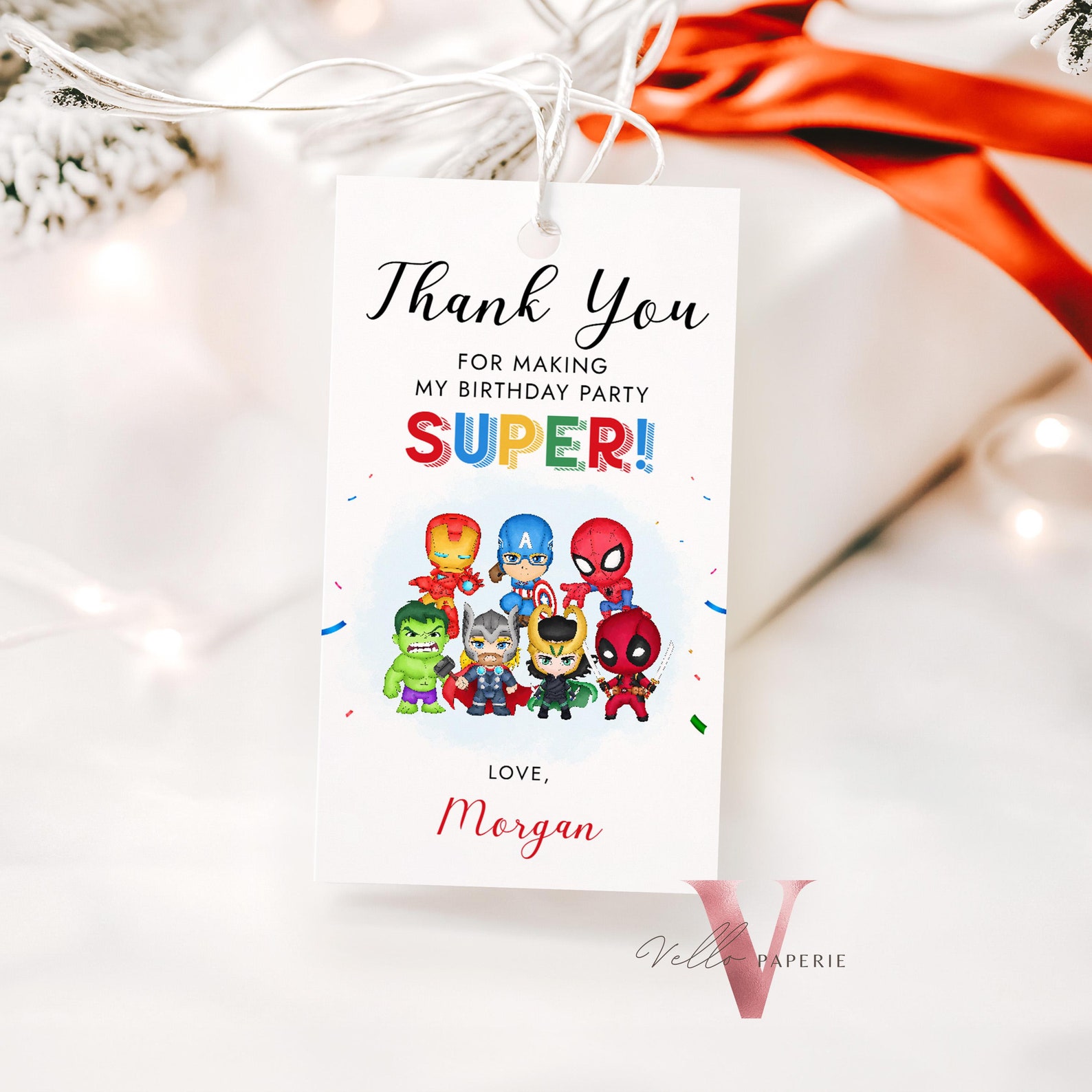 Editable Calling All Superhero Birthday Favor Tag | Watercolor Avengers ...