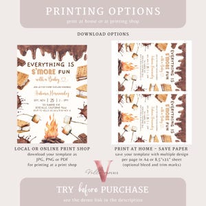Editable S'mores Baby Shower Invitation | FALL Camping Bonfire Baby ...