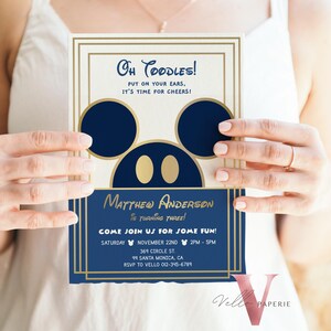 Self Editable Oh Toodles Mickey Mouse Birthday Invitation, Modern Blue ...