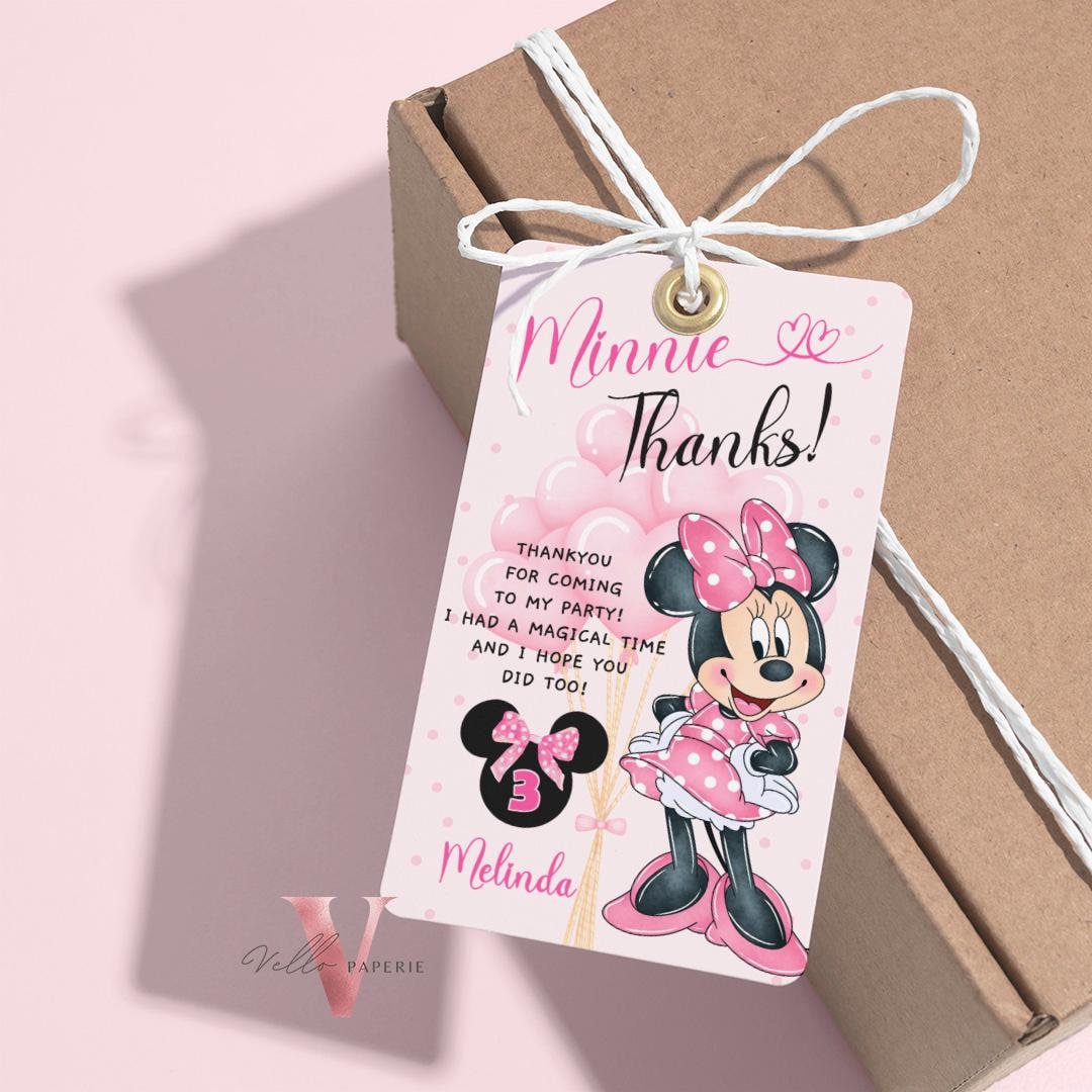 Self Edit Any Age Minnie Thanks Minnie Mouse Birthday Thankyou Card ...