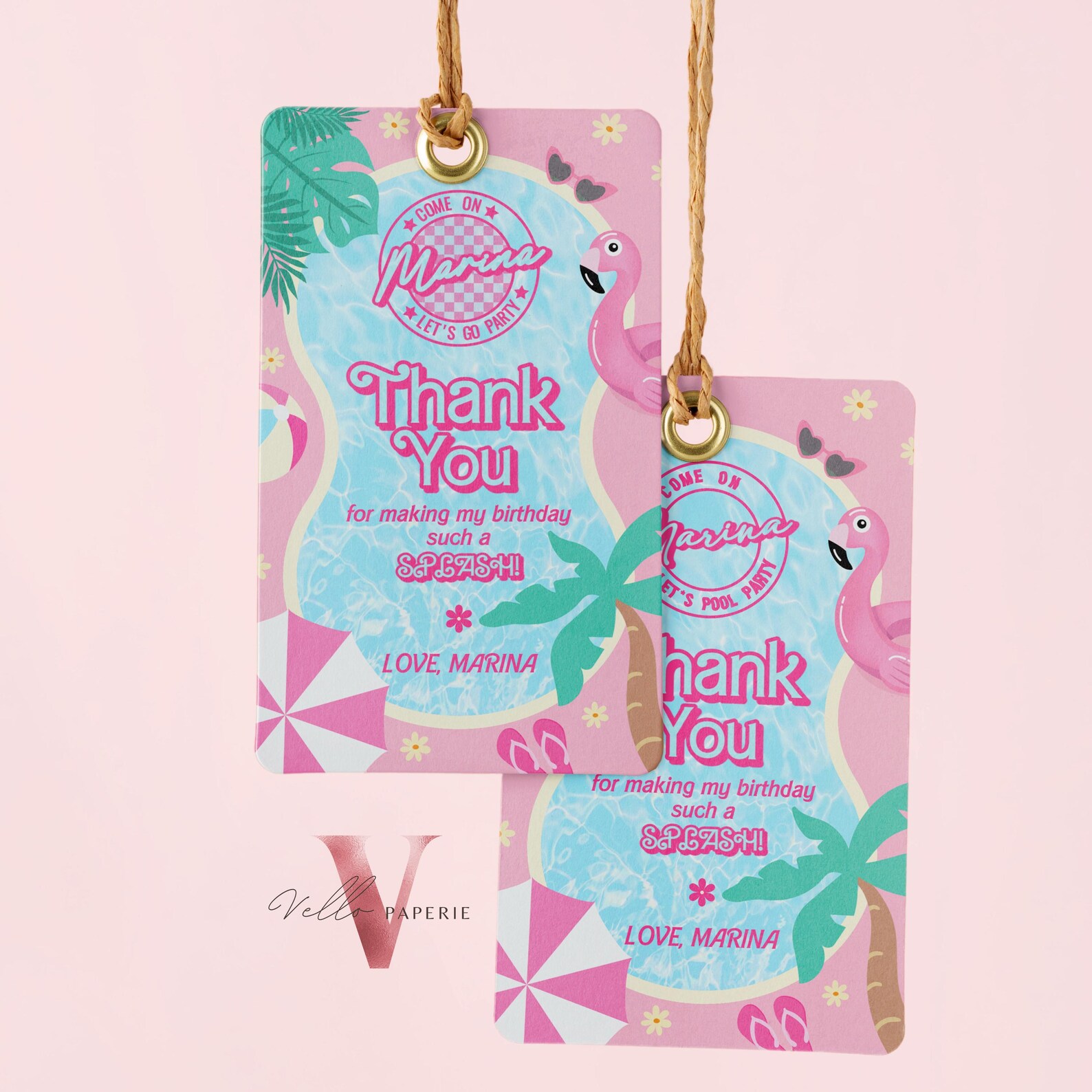 Pink Doll Pool Birthday Invitation Editable Yourseld Malibu Pool Party ...