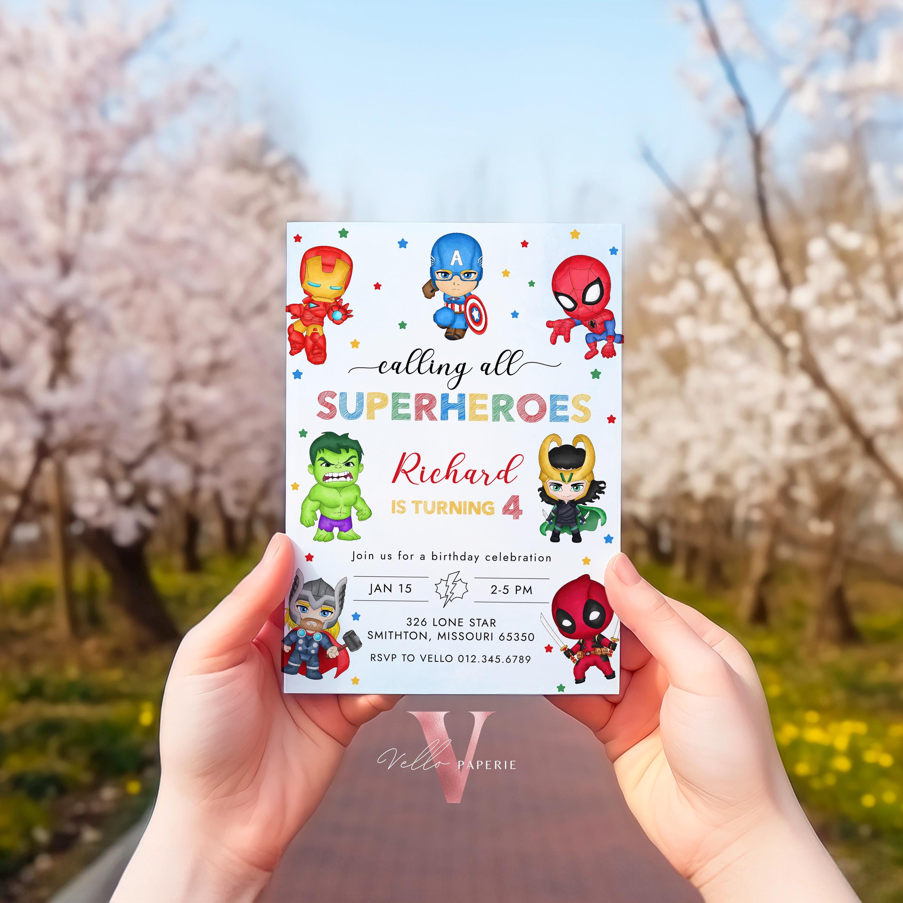 Calling All Superhero Birthday Invitation | Watercolor Avengers Kids ...