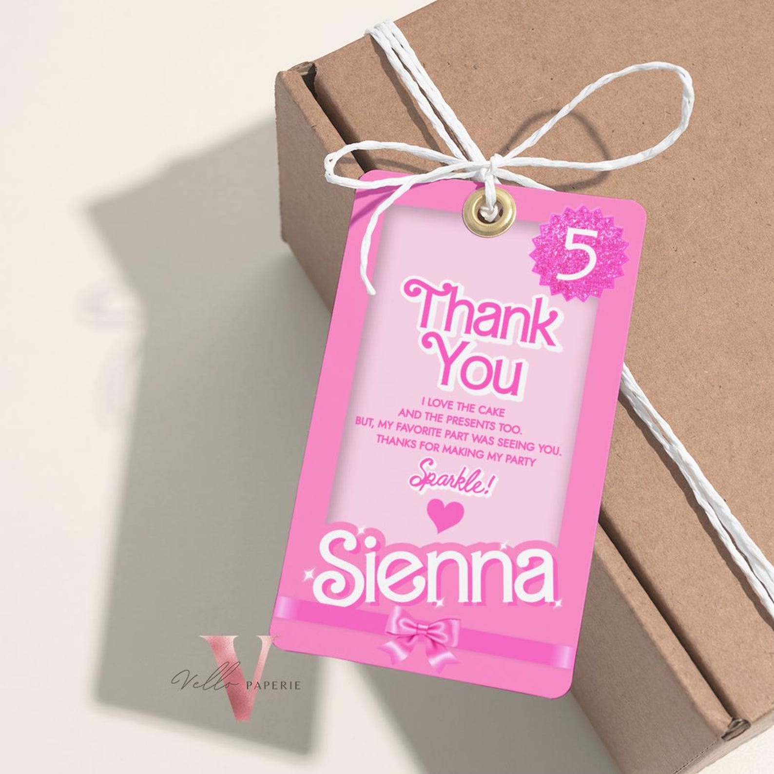 Sparkle Fashion Pink Doll Birthday Thankyou Card Editable Pink Doll Box ...