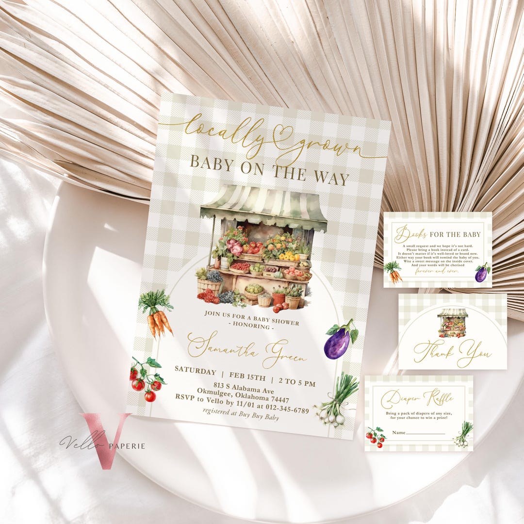 Locally Grown Baby Shower Invitation Bundle | Farmer's Market Baby ...