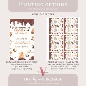 Editable S'mores Baby Shower Bundle | Camping Bonfire, Campire Smore ...