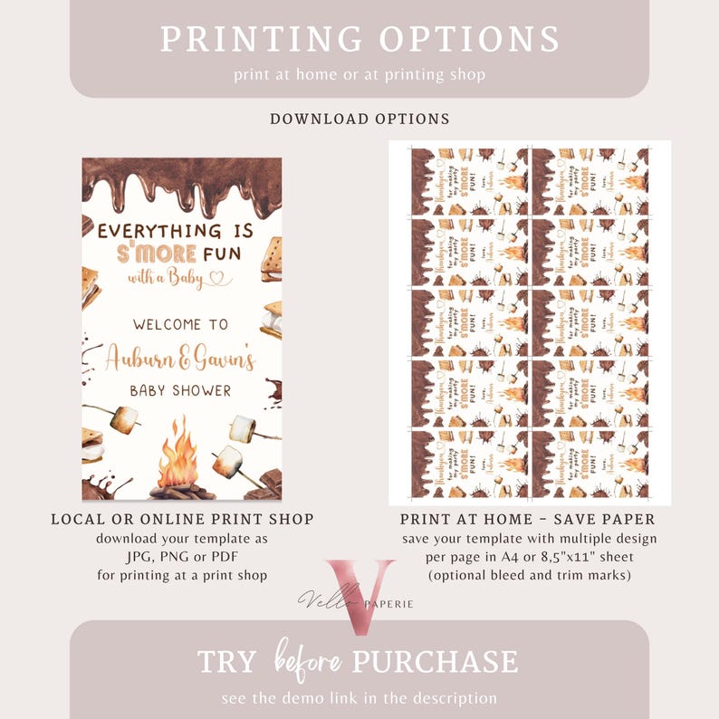 Editable S'mores Baby Shower or Birthday Cupcake Topper | Camping ...