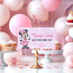 Editable Any Age Minnie Mouse Birthday Table Sign SET | Light Pink ...