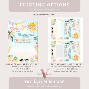 Editable Printable School is Out Summer is Here Gift Card | Beach ...