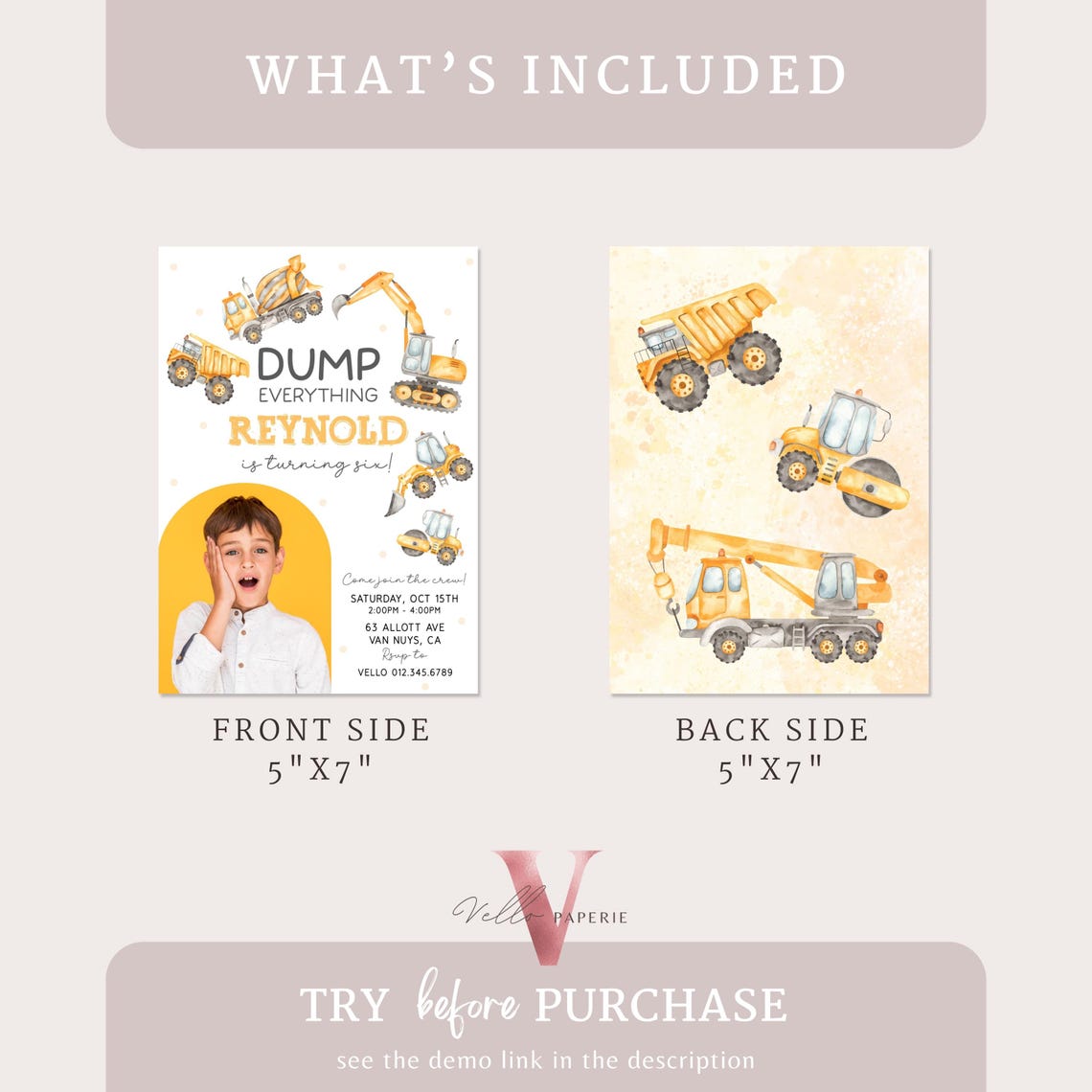 Photo Construction Birthday Invitation | Any Age Dump Everything Party ...