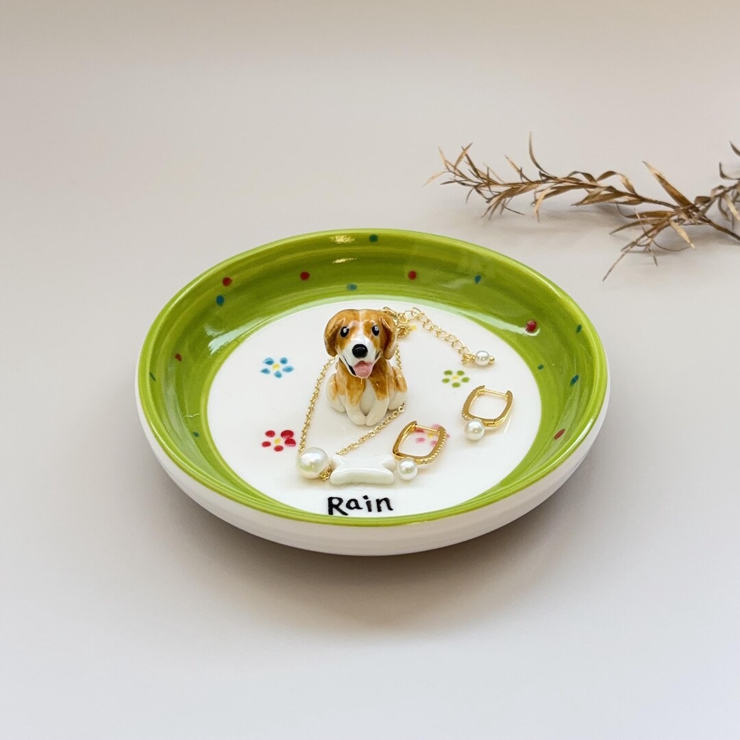 Personalized Pet Jewelry Dish/dog Ceramic Plate/custom Dog Cat Ring ...