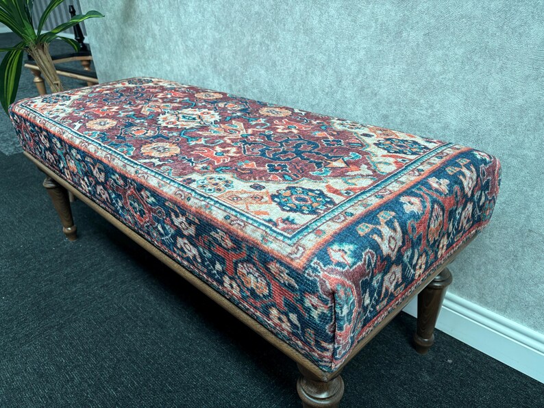 Ottoman Stool, Wooden Bench, Bench for Entryway, Bed Bench, Turkish Rug ...