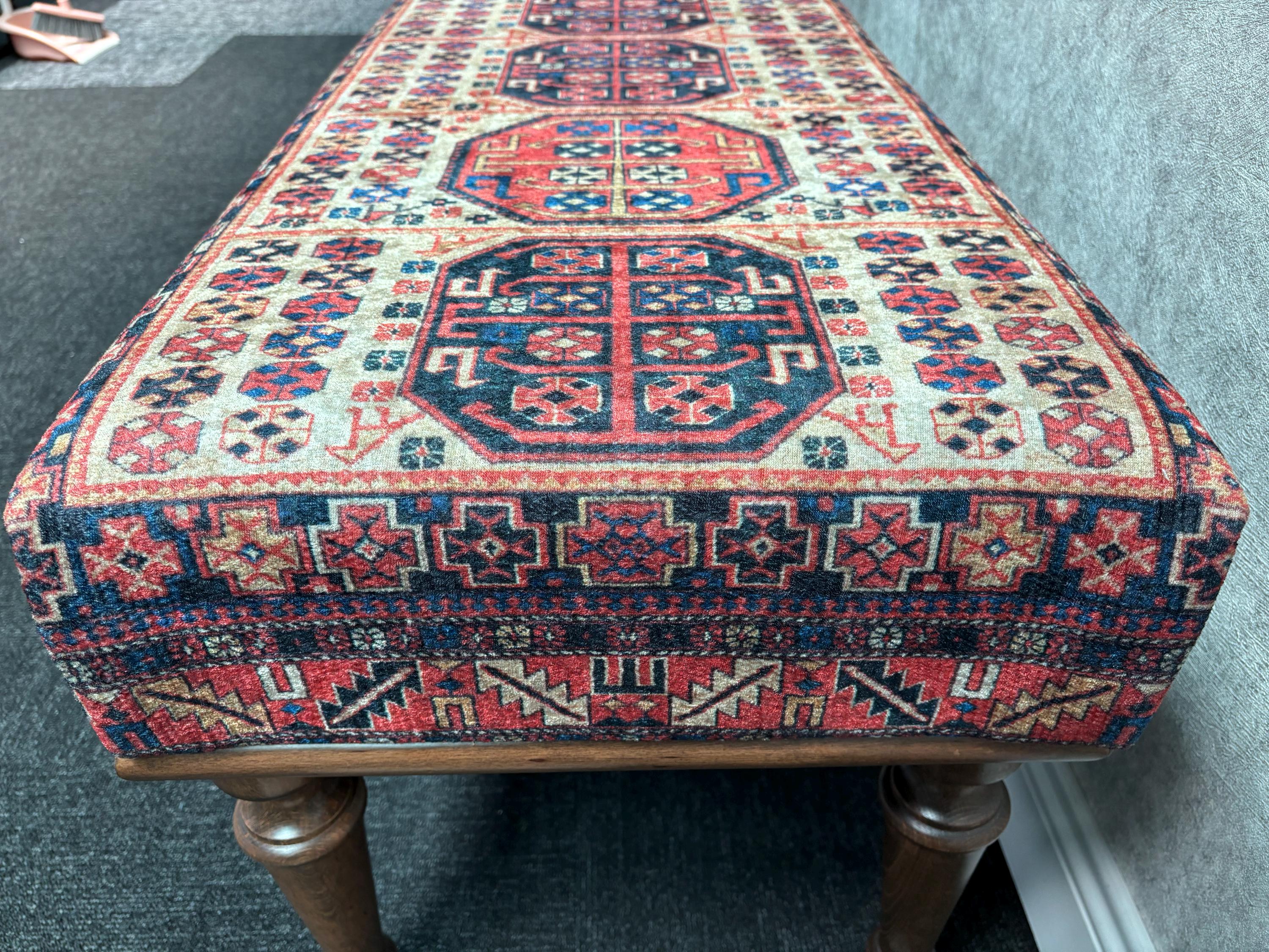 Ottoman Bench, Turkish Rug Design, Wooden Bench, End of Bed Bench ...