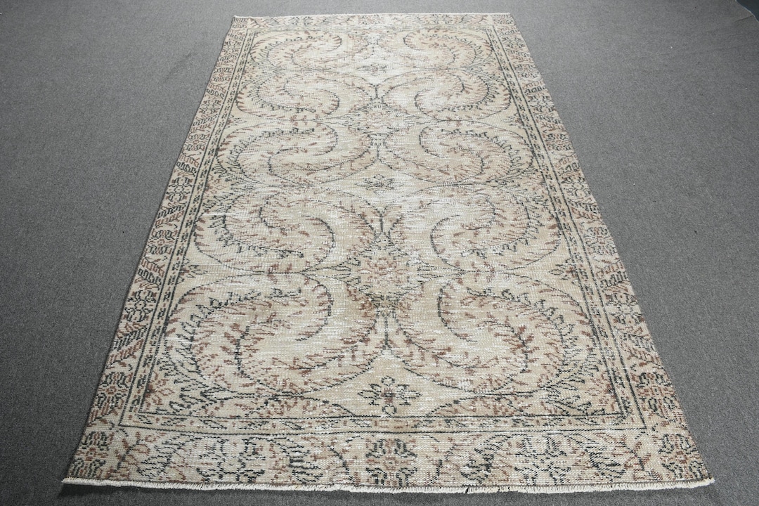 Turkish 4.5x7.2 Ft Rug, Area Vintage Rug, Brown White Wool Rug - Etsy