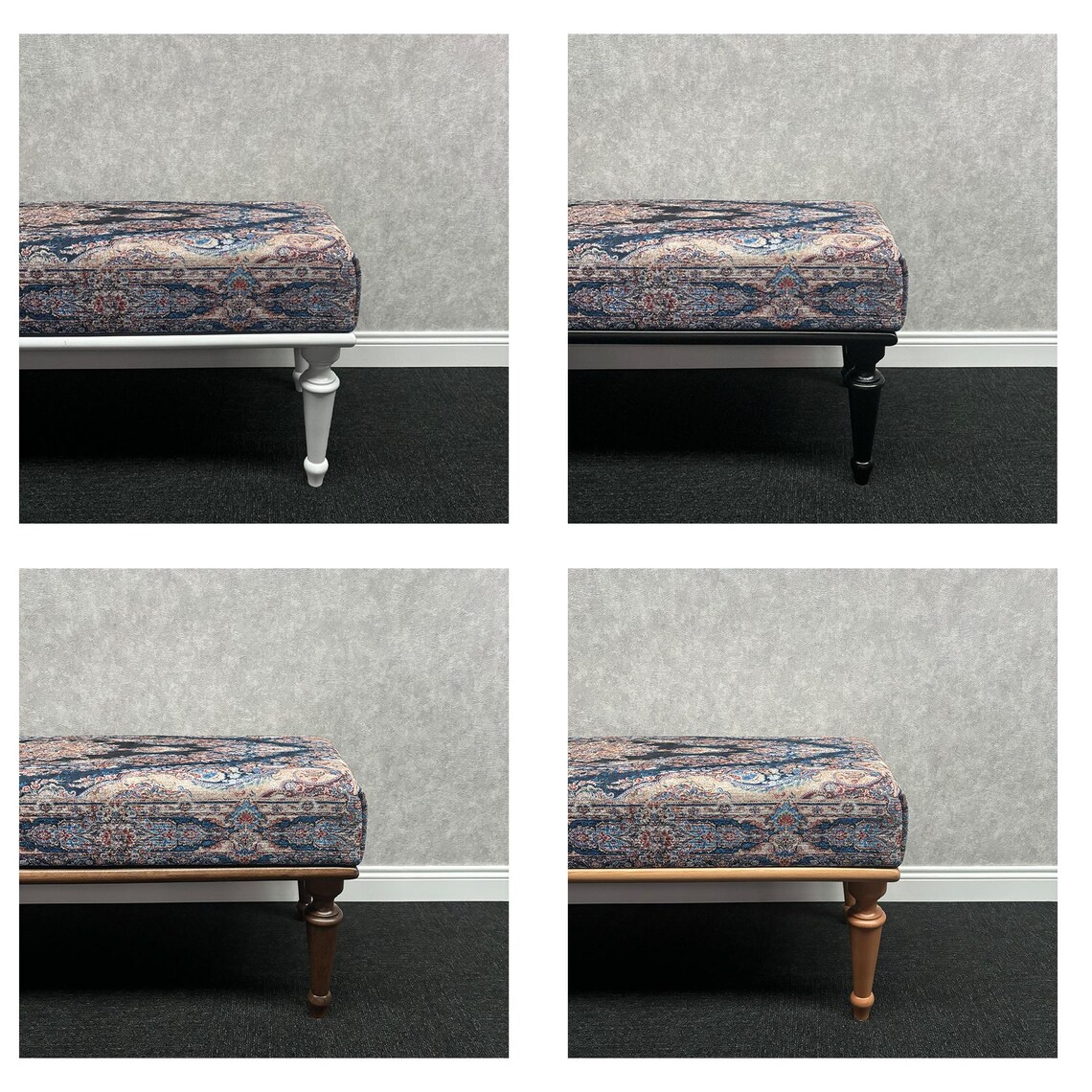 Ottoman Bench, Turkish Rug Design, Wooden Bench, End of Bed Bench ...