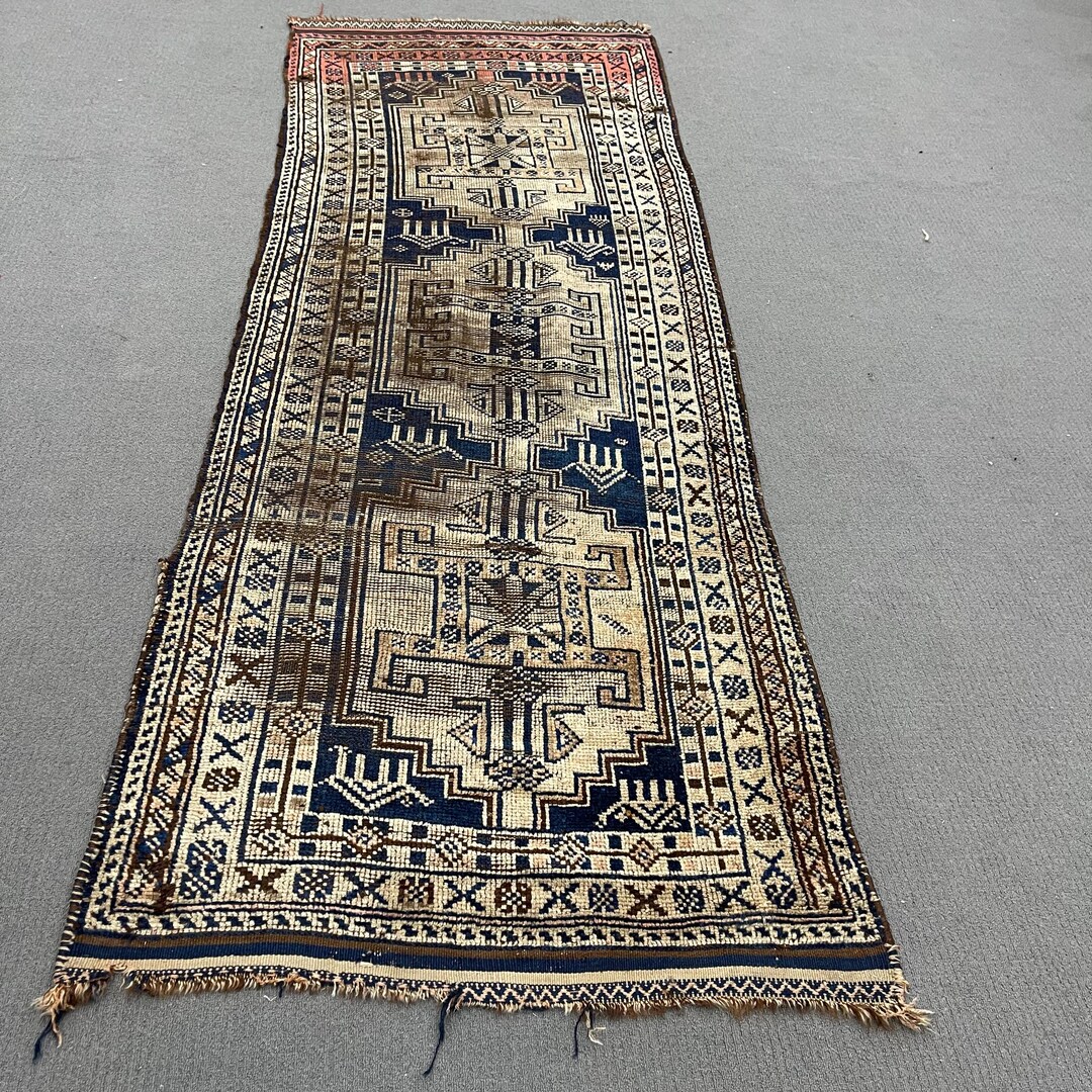Vintage Rug, 3x8 Runner Rugs, Turkish Rug, Herki Rug, Distressed ...