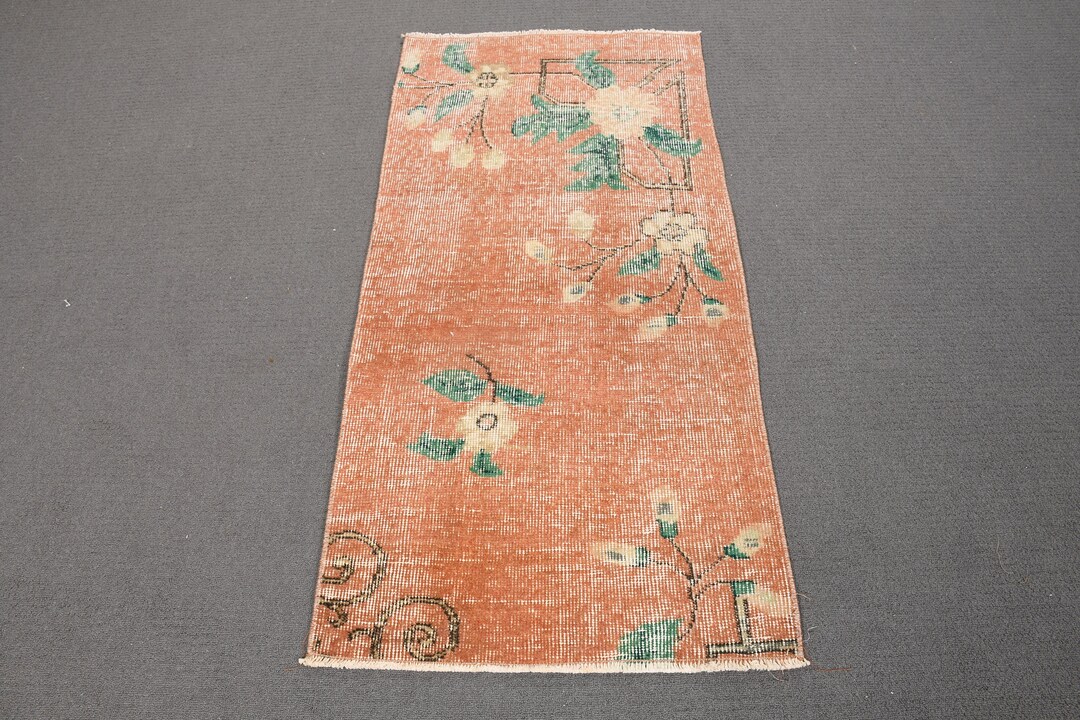 2x4 Small Rug, Vintage Rug, Turkish Rug, Flower Patterned Oushak Rug ...