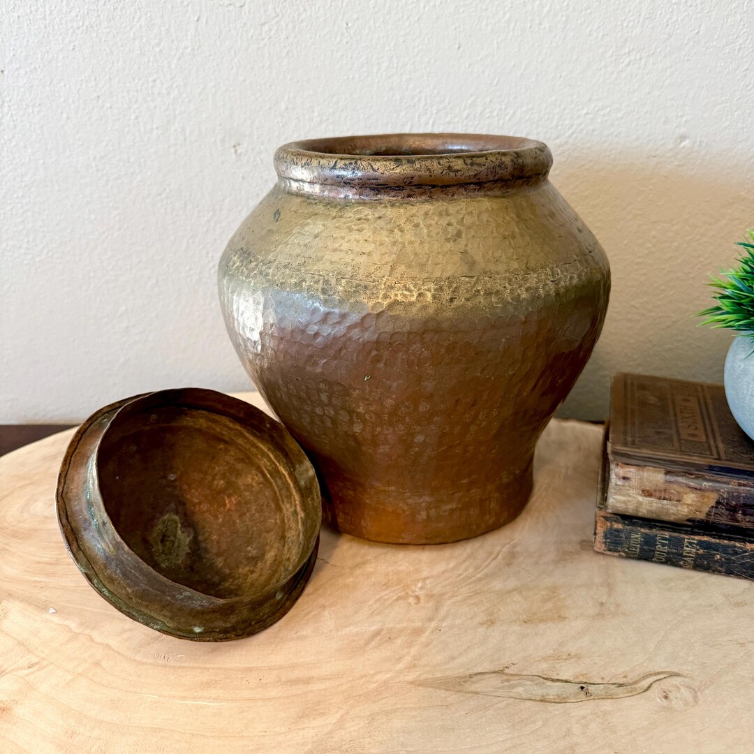 Antique Hammered Copper Tin | Vintage Copper Jar | Primitive Hand ...