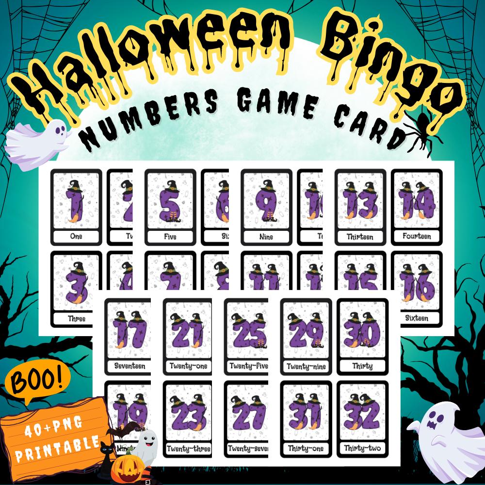 Halloween Bingo Numbers Game Card Digital File 300 DPI | 40+ PNG ...