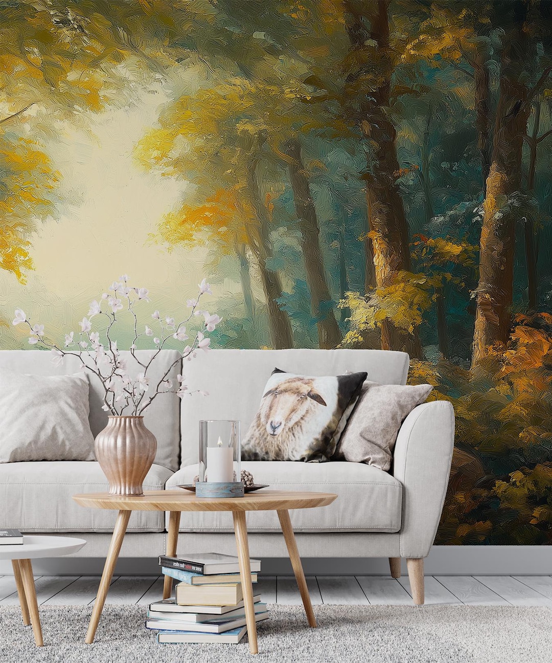 Autumn Forest Path Wallpaper Mural: Scenic Woodland Wall Art - Etsy