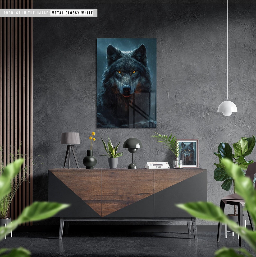 Captivating Wolf Portrait Wall Art Majestic Dark Wolf With Golden Eyes ...