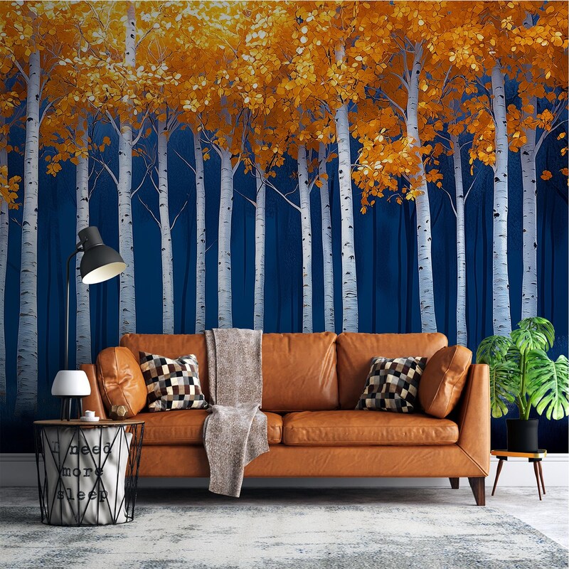 Birch Leaves Wallpaper - Etsy