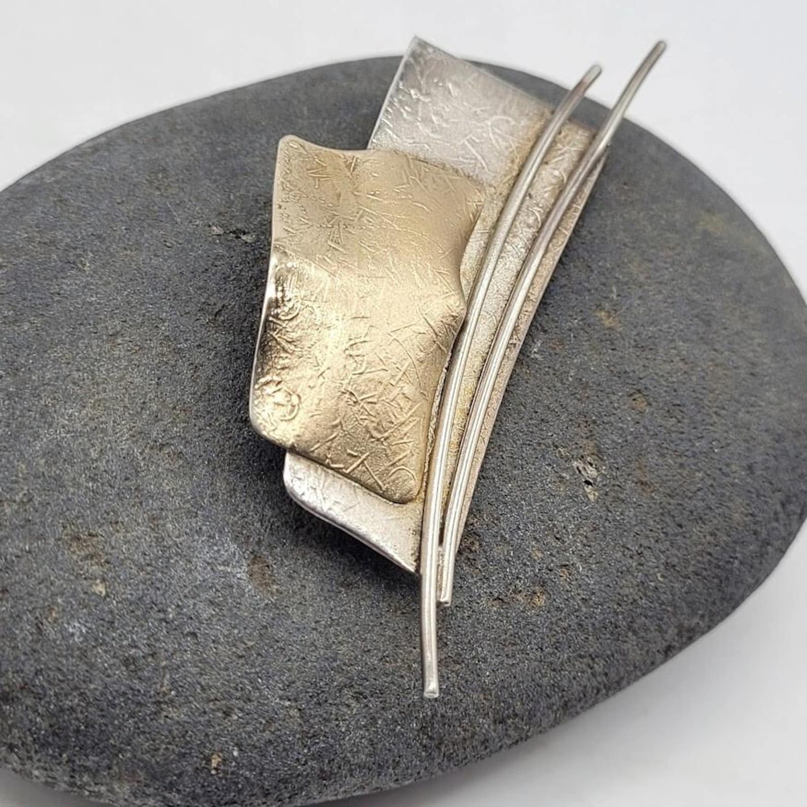 Ed Levin 14K Gold Sterling Silver Studio Artisan Modernist Sculpture ...