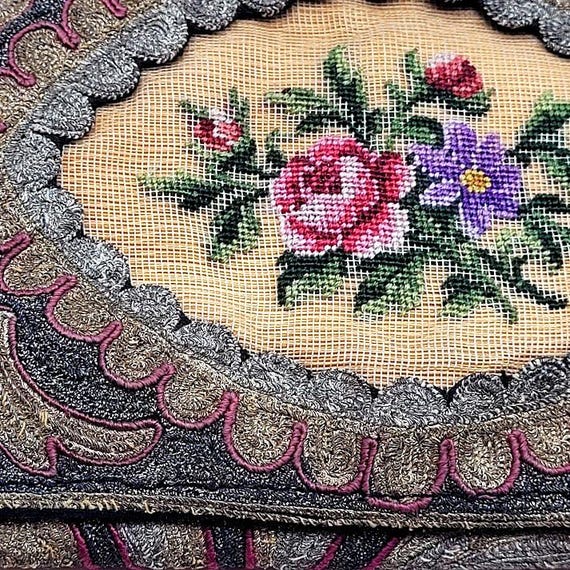 Rare Antique French Petit Point Embroidered Tapestry … - Gem