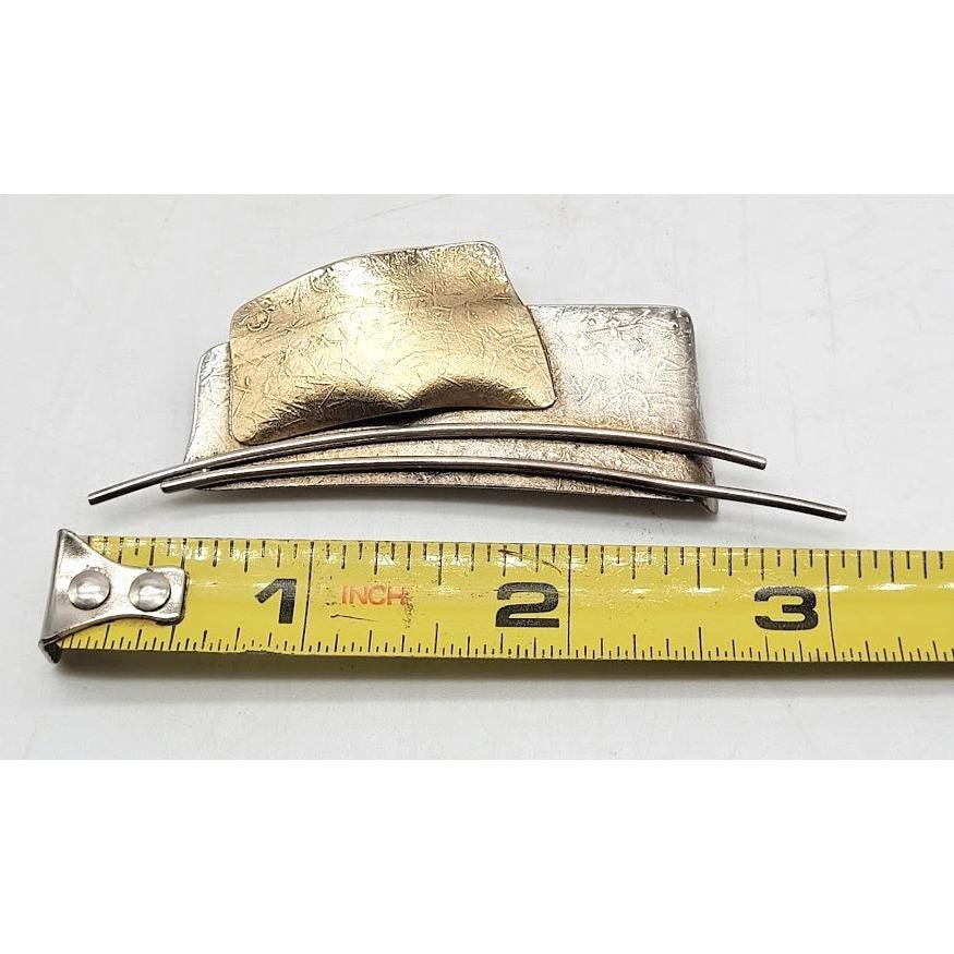 Ed Levin 14K Gold Sterling Silver Studio Artisan Modernist Sculpture ...