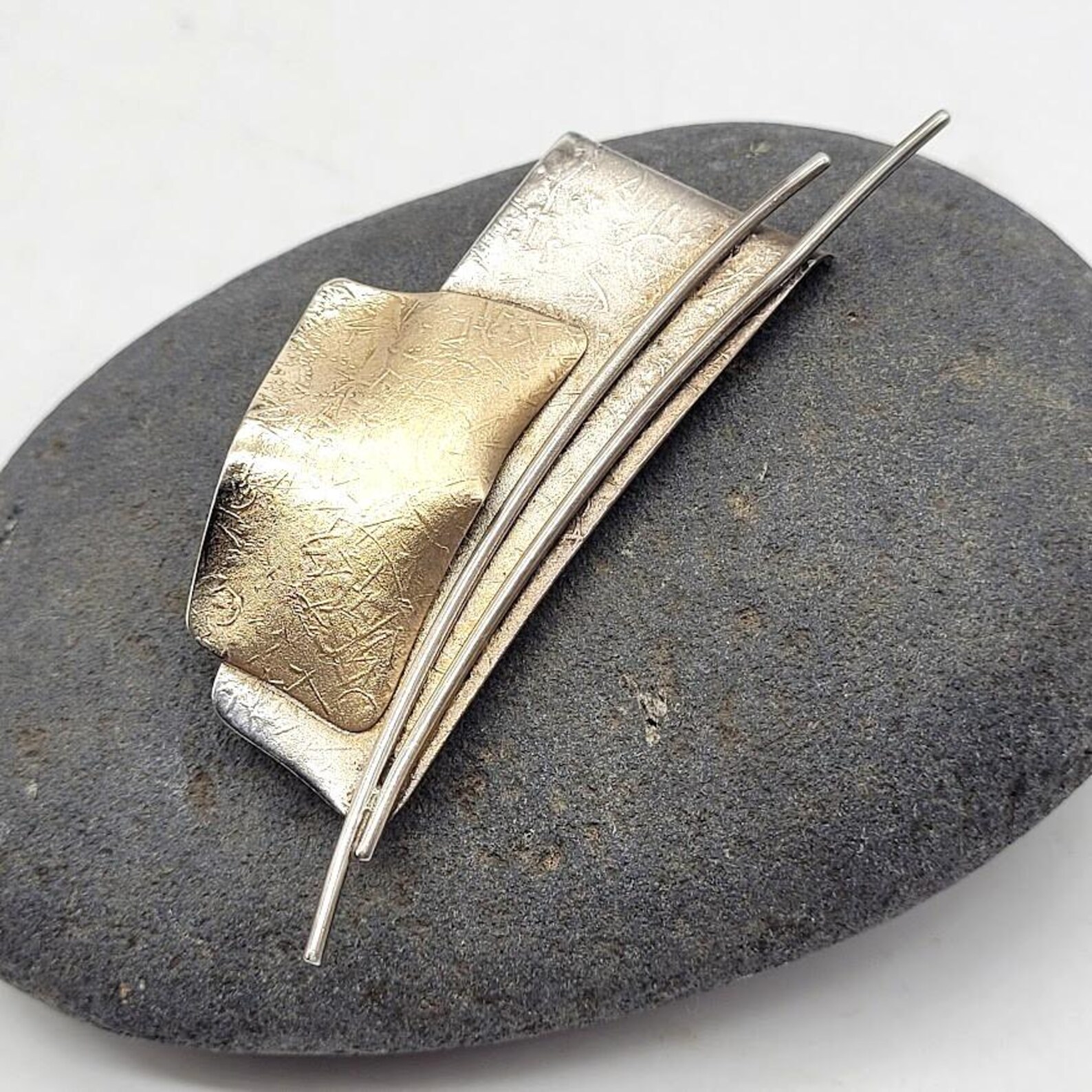 Ed Levin 14K Gold Sterling Silver Studio Artisan Modernist Sculpture ...