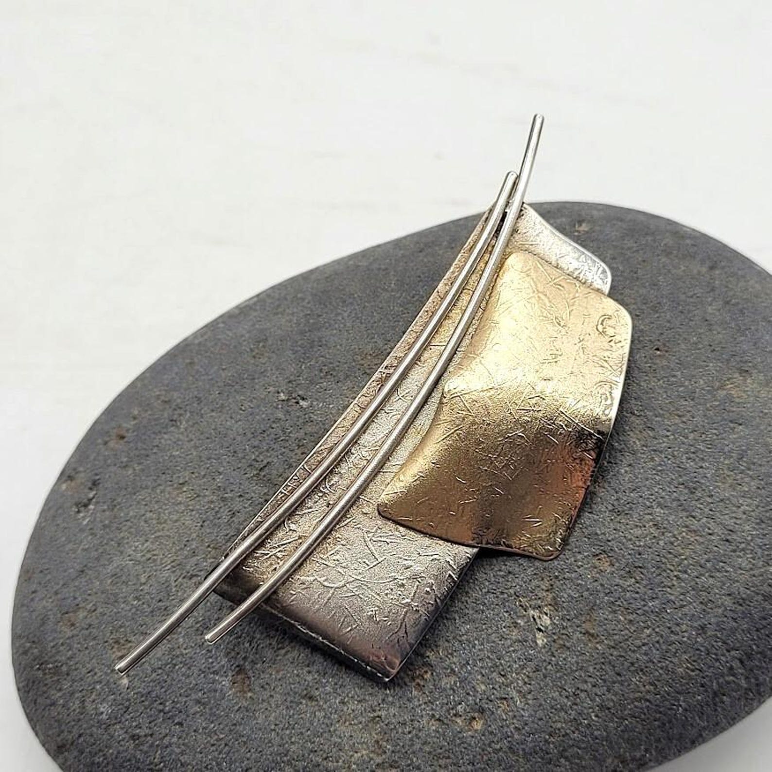 Ed Levin 14K Gold Sterling Silver Studio Artisan Modernist Sculpture ...