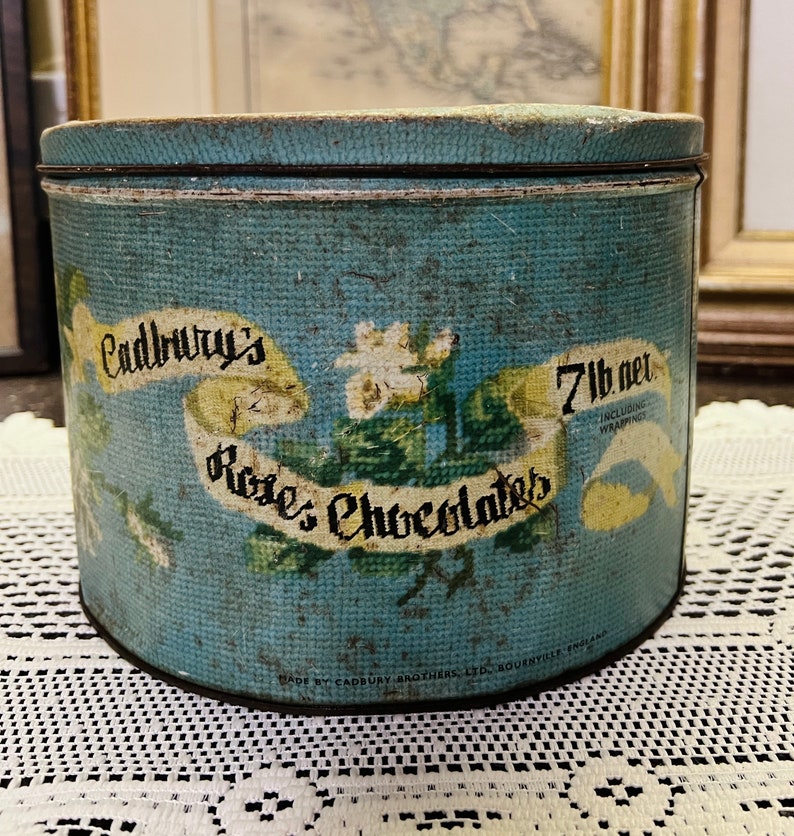 1950's Large Cadbury's Roses Chocolates - 7lb Container - Cross Stitch ...