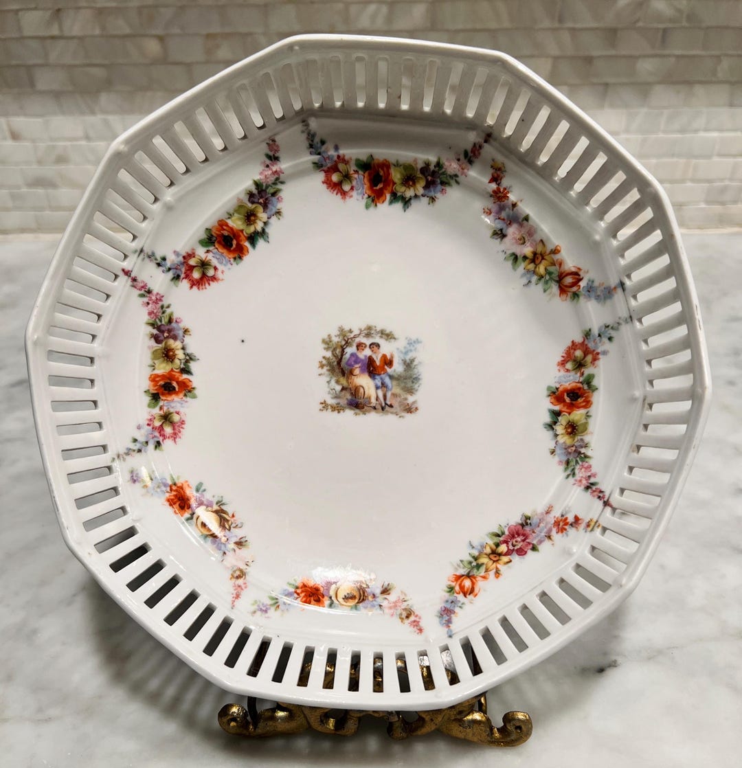 Schumann Porcelain Reticulated Plate - Early Dresden Courting Couple ...