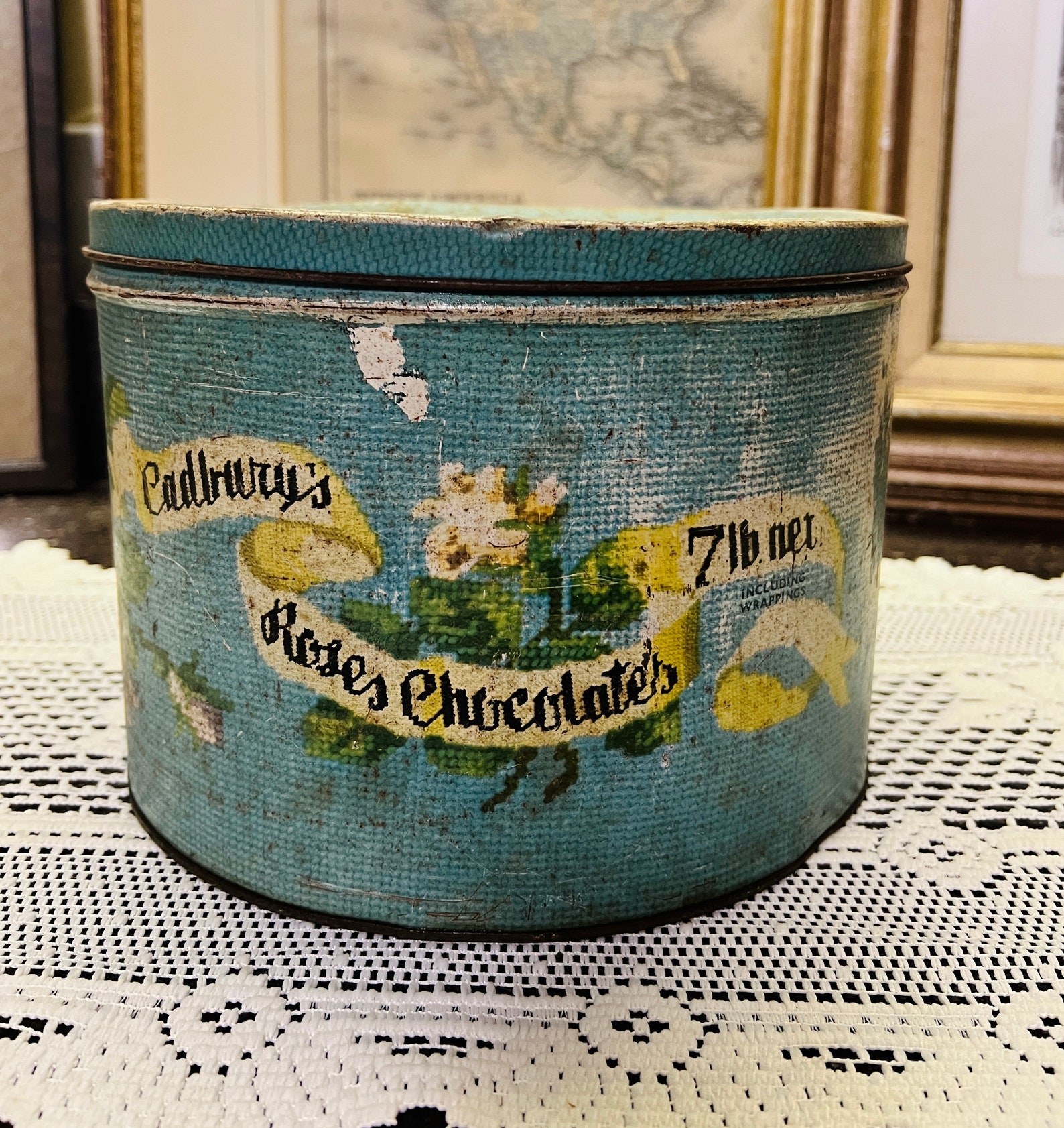 1950's Large Cadbury's Roses Chocolates - 7lb Container - Cross Stitch ...