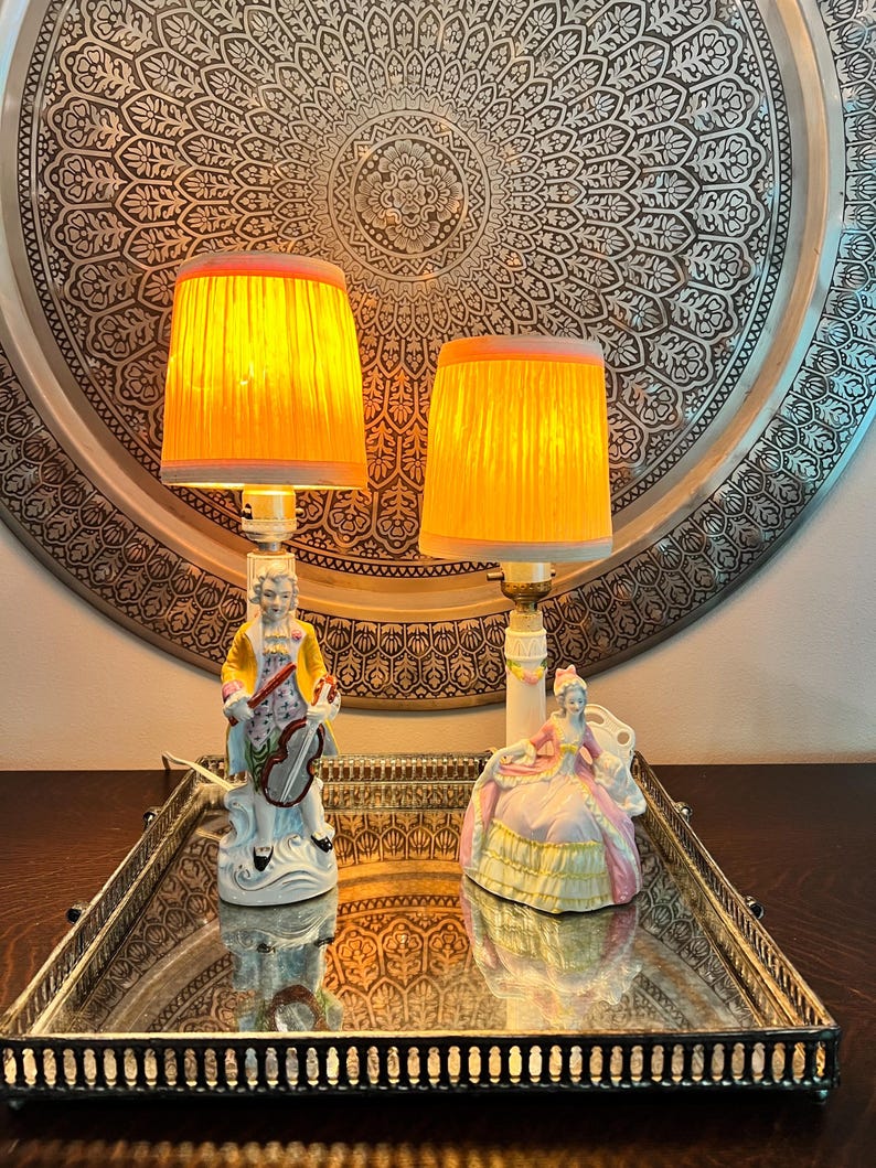 Made in Germany LAMP - Vintage Porcelain Hand Painted Lady in Regency ...