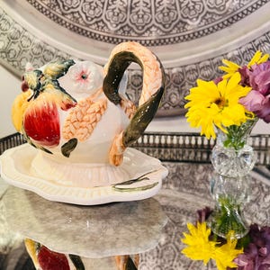 BICO China Harvest Gravy Boat & Matching Tray, Fruit, Flower Embossing ...