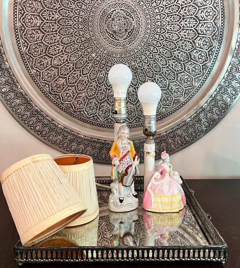 Made in Germany LAMP - Vintage Porcelain Hand Painted Lady in Regency ...