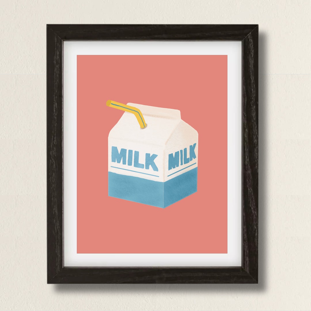Retro Milk Carton Print: Hand Drawn Kitchen Art (digital Download) - Etsy