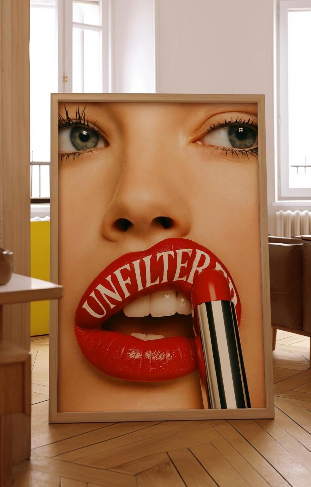 Unfiltered Red Lips Print | Bold Pop Art Digital Download | Statement ...