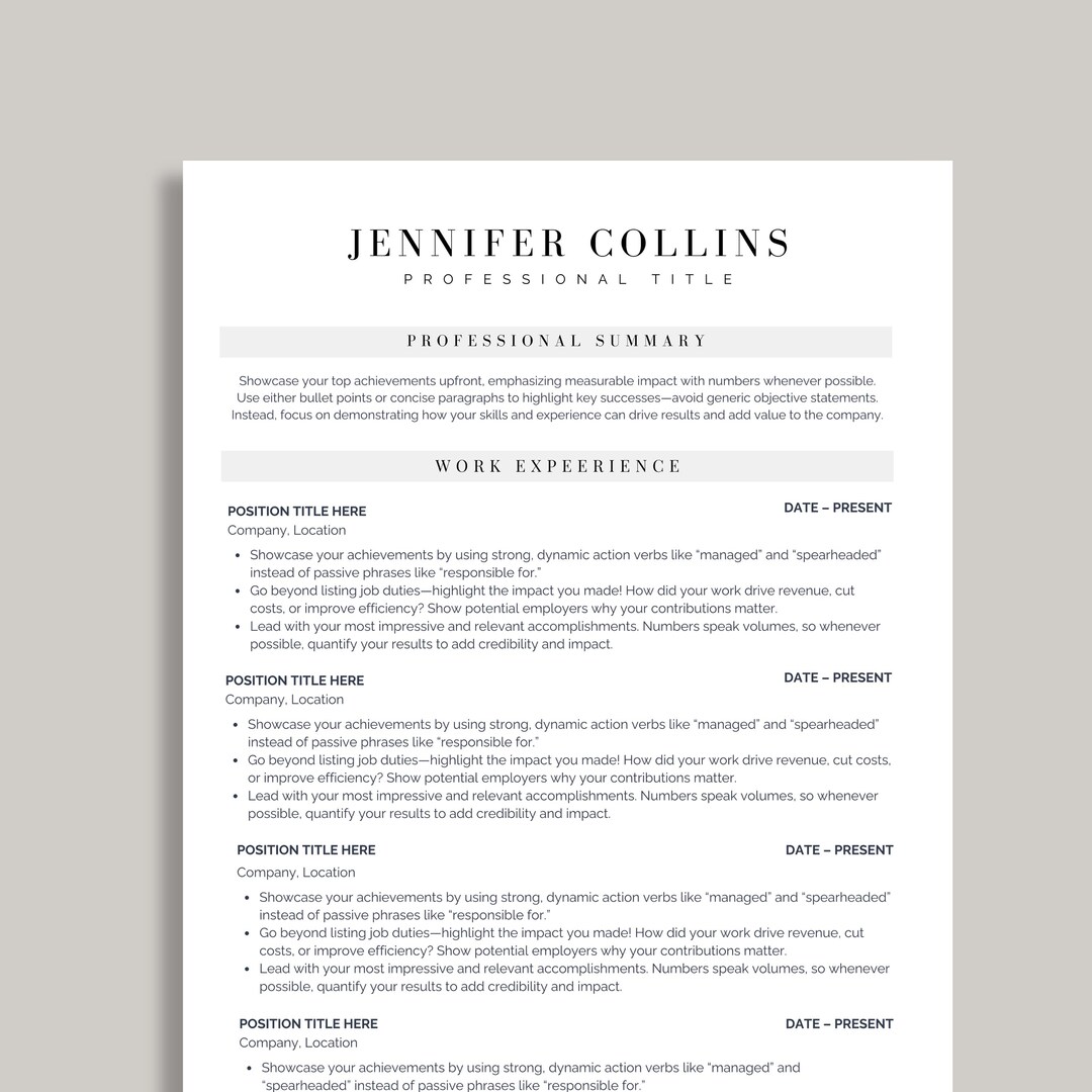 Professional Executive Resume Template 5 Pages | CV Template + Cover ...