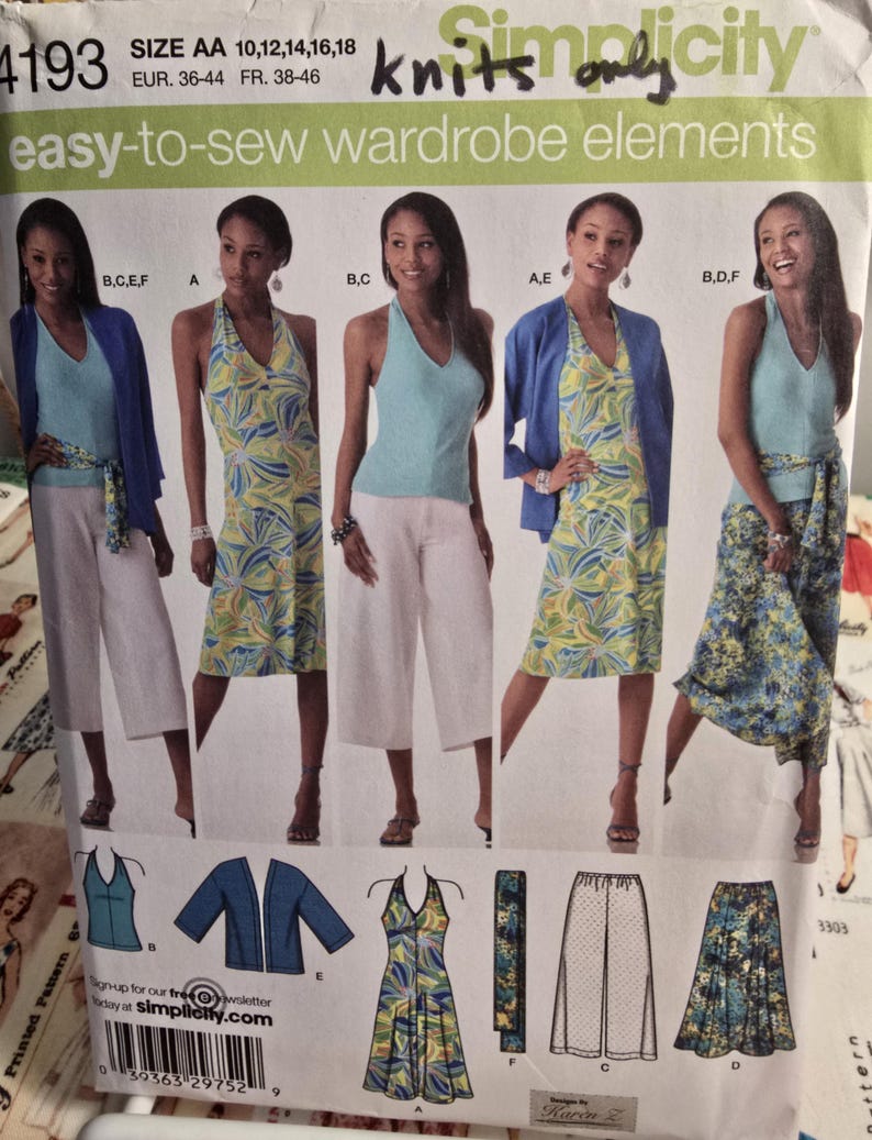 Simplicity Easy to Sew Wardrobe Elements S4193 - Etsy