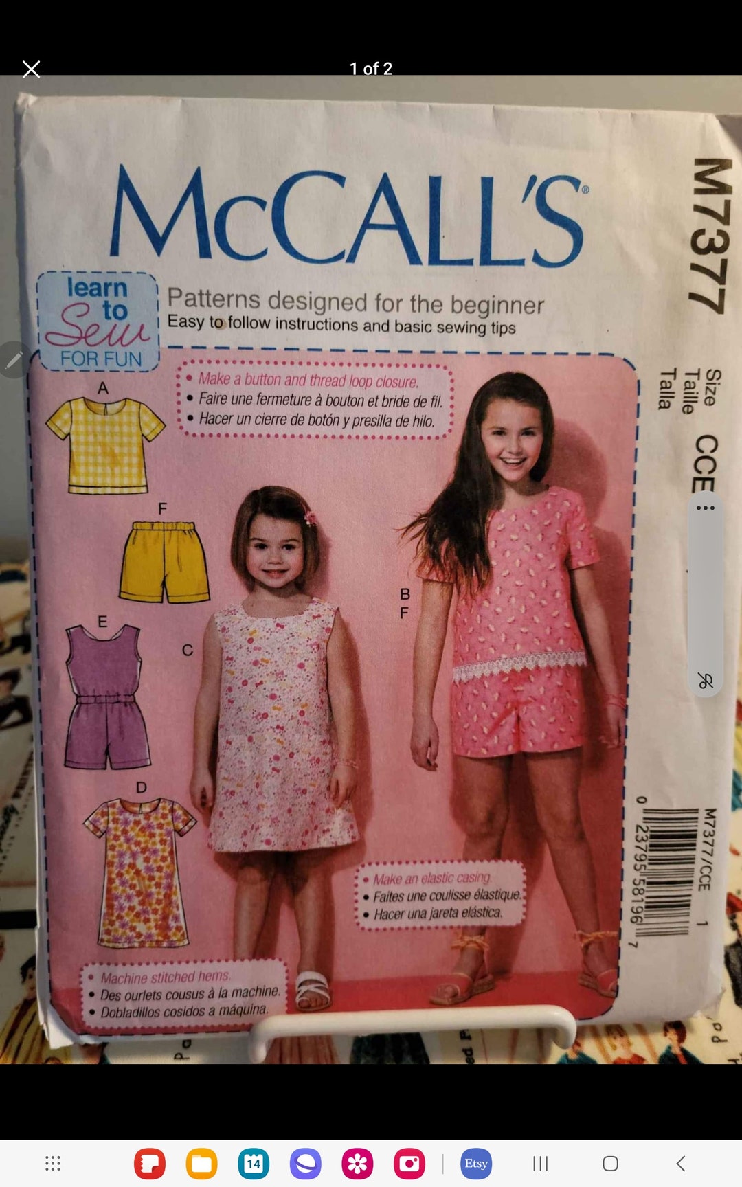 Mccall's Sewing Pattern for Children's Top, Dress, Shorts and Romper ...