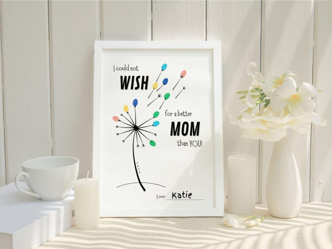 Mother's Day Fingerprint Craft Printable, Moms Birthday Kids Activity ...