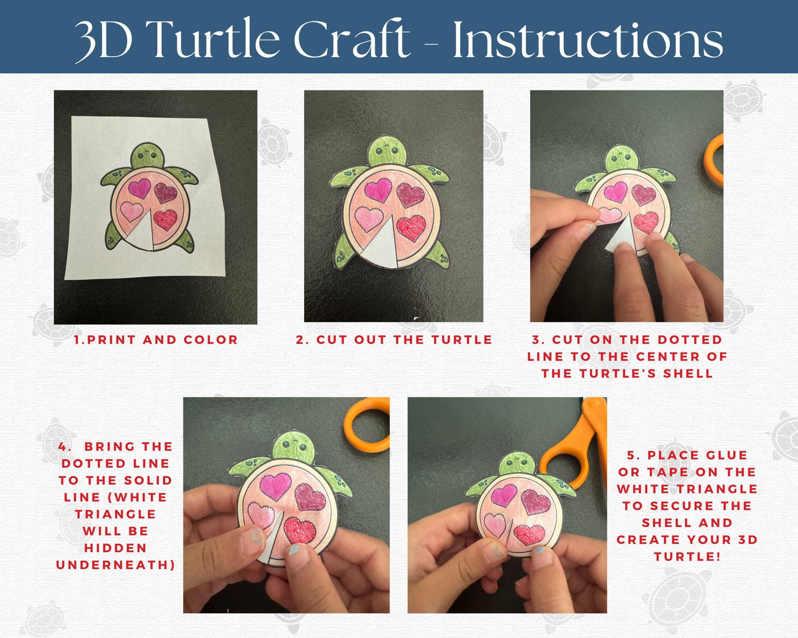 Make A Turtle Printable Activity for Kids, 3D Turtle Craft, Build A ...