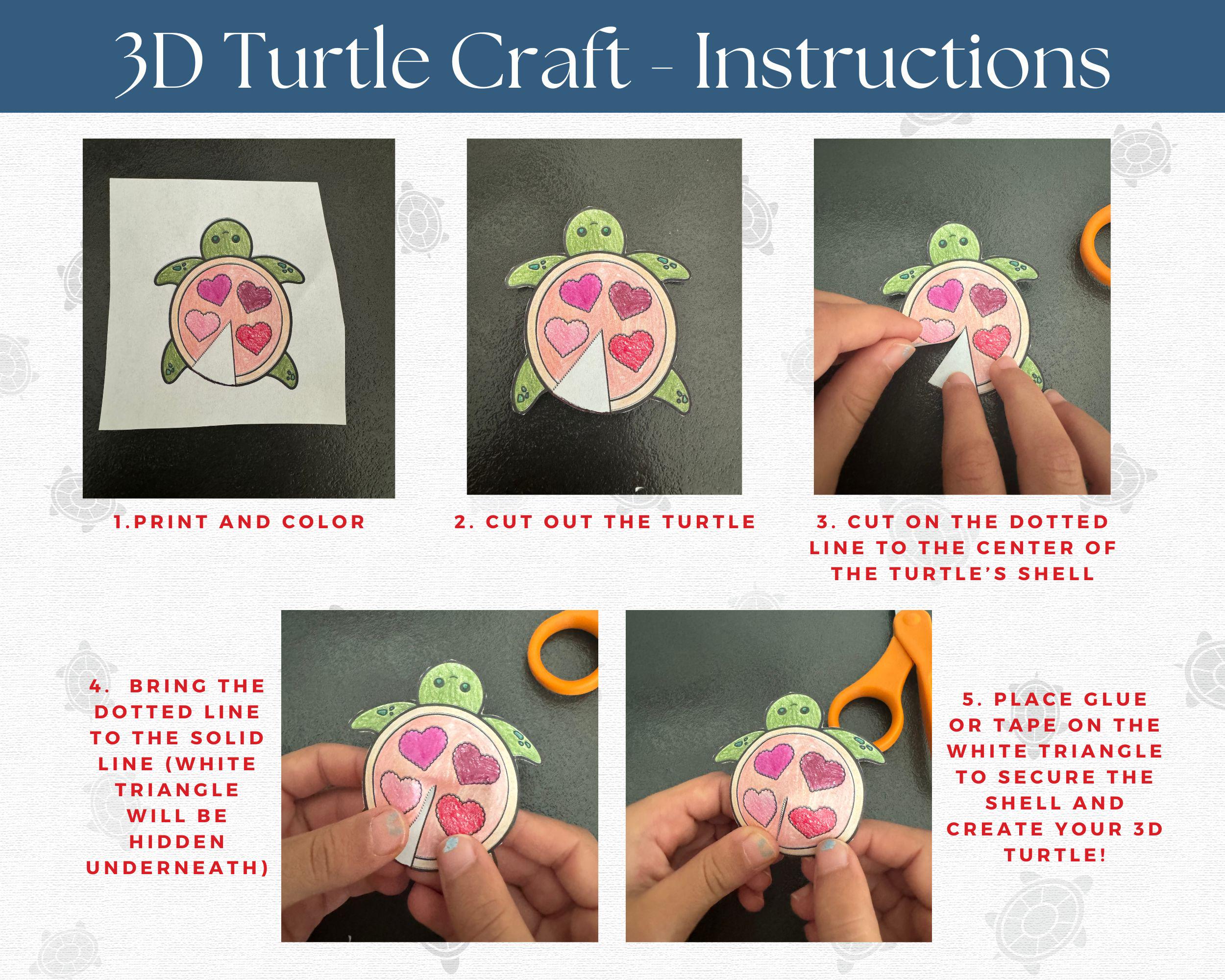 Make A Turtle Printable Activity for Kids, 3D Turtle Craft, Build A ...