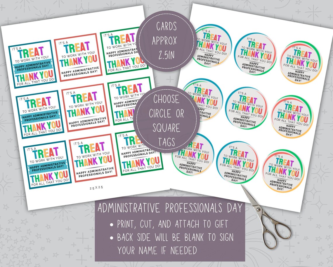 Administrative Professionals Day Tags, Printable Admin Day Thank You ...